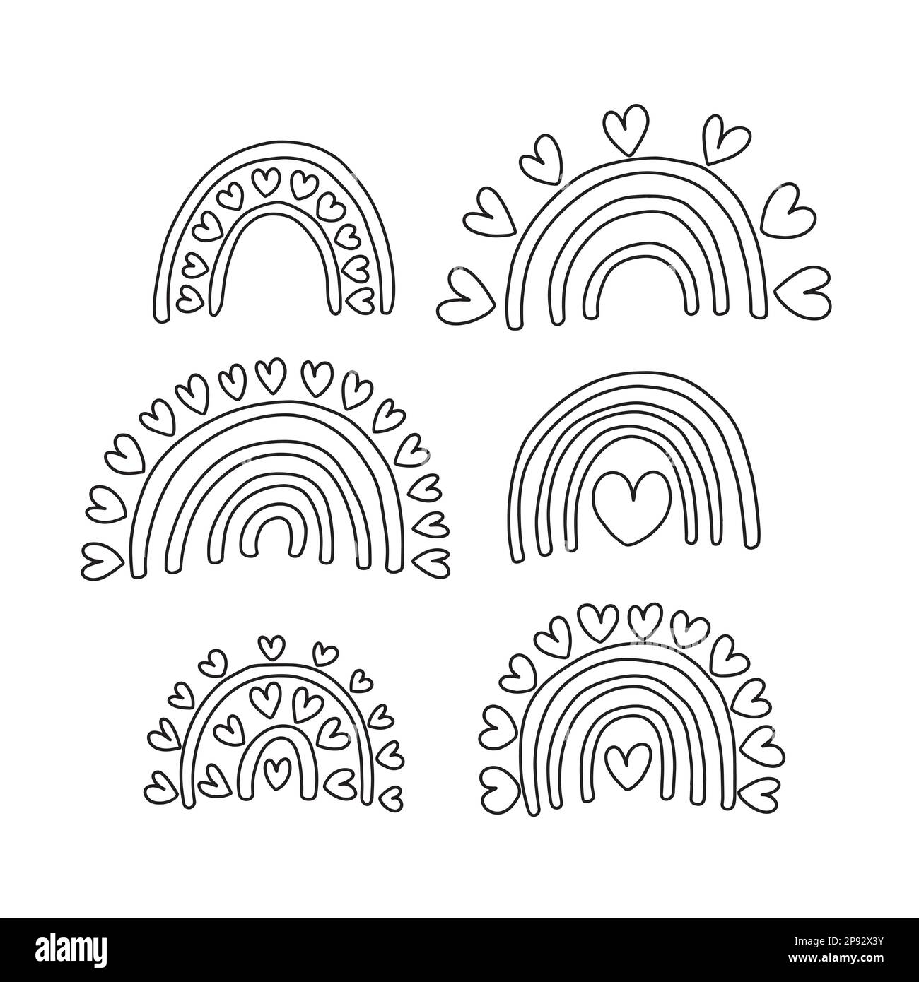 Cute doodle love rainbows set Stock Vector Image & Art - Alamy