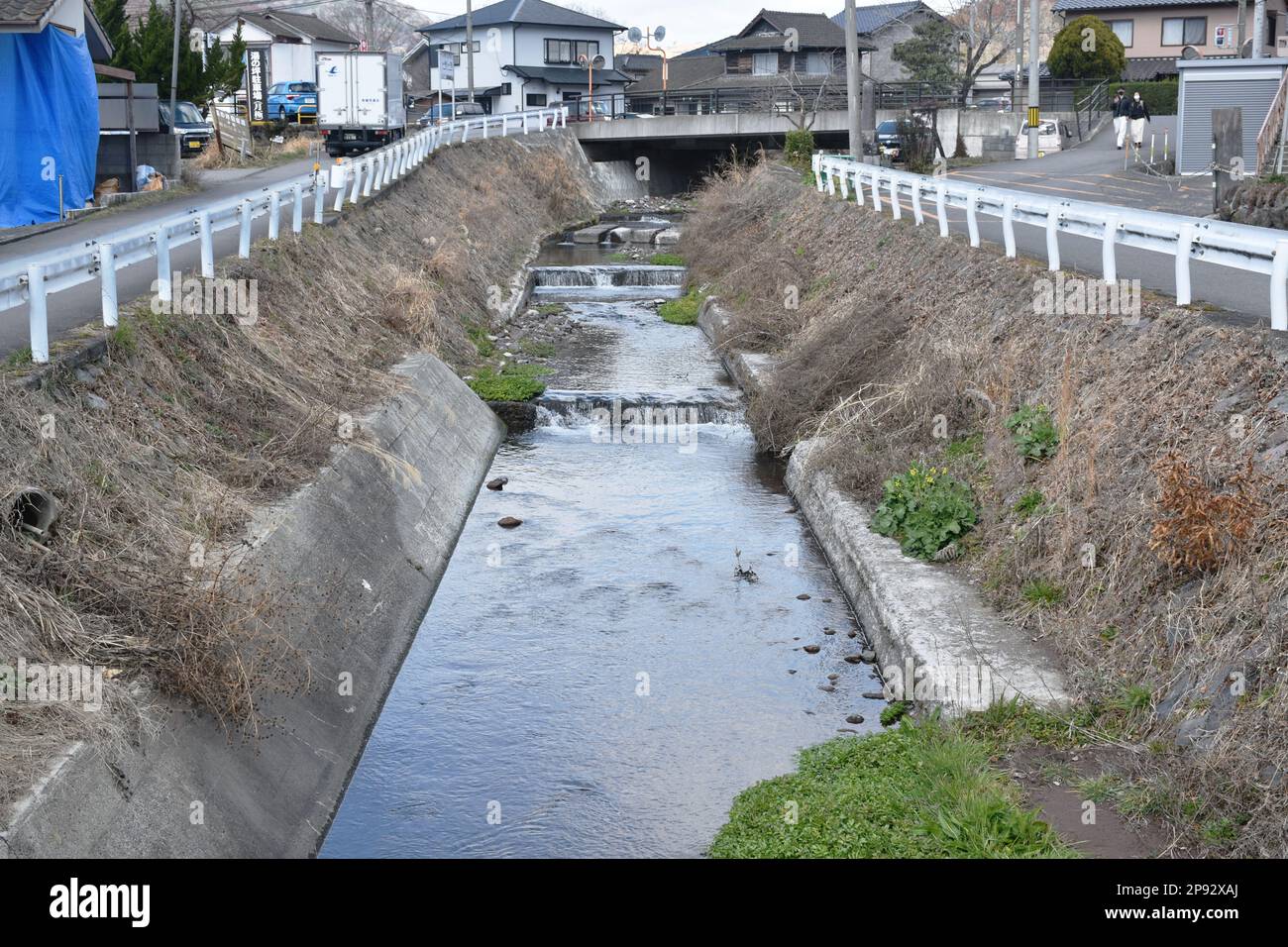 flush way for drain water and protect flooding in street at Yufuin ...