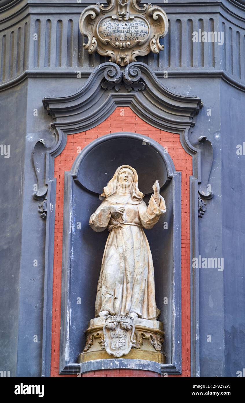 Naples, Italy - March 28,2019: The statue of Santa Candida on the ...