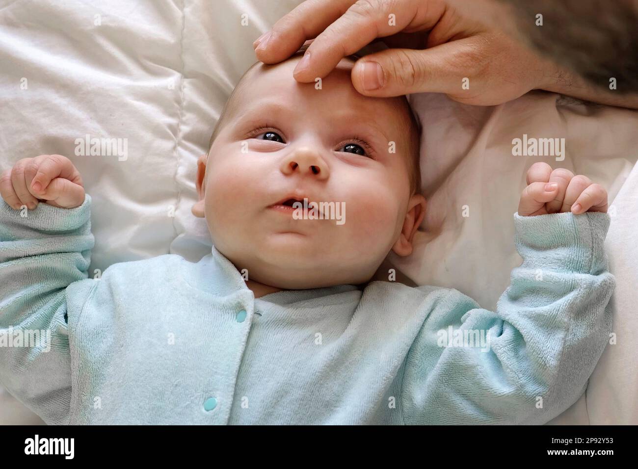 Father with his Daughter, Tiny Infant. Newborn Baby Smiling, Laughing ...