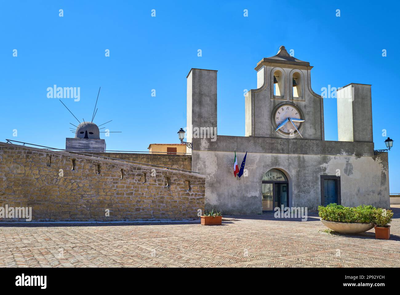 Naples, Italy - july 1, 2019: The clock tower in the parade ground of ...