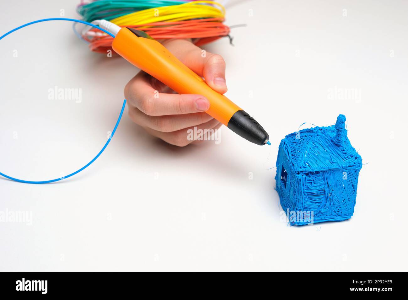 Teen Girl Using 3d Pen. Printing with Colored Plastic Wire Filament ...