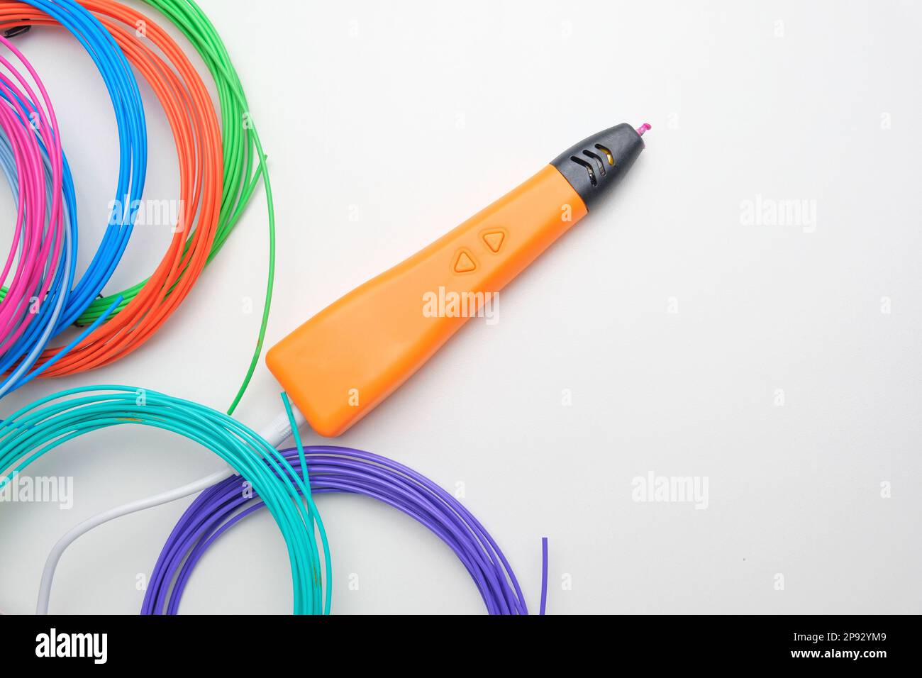 3d Pen. Printing with Colored Plastic Wire Filament. Child making a ...