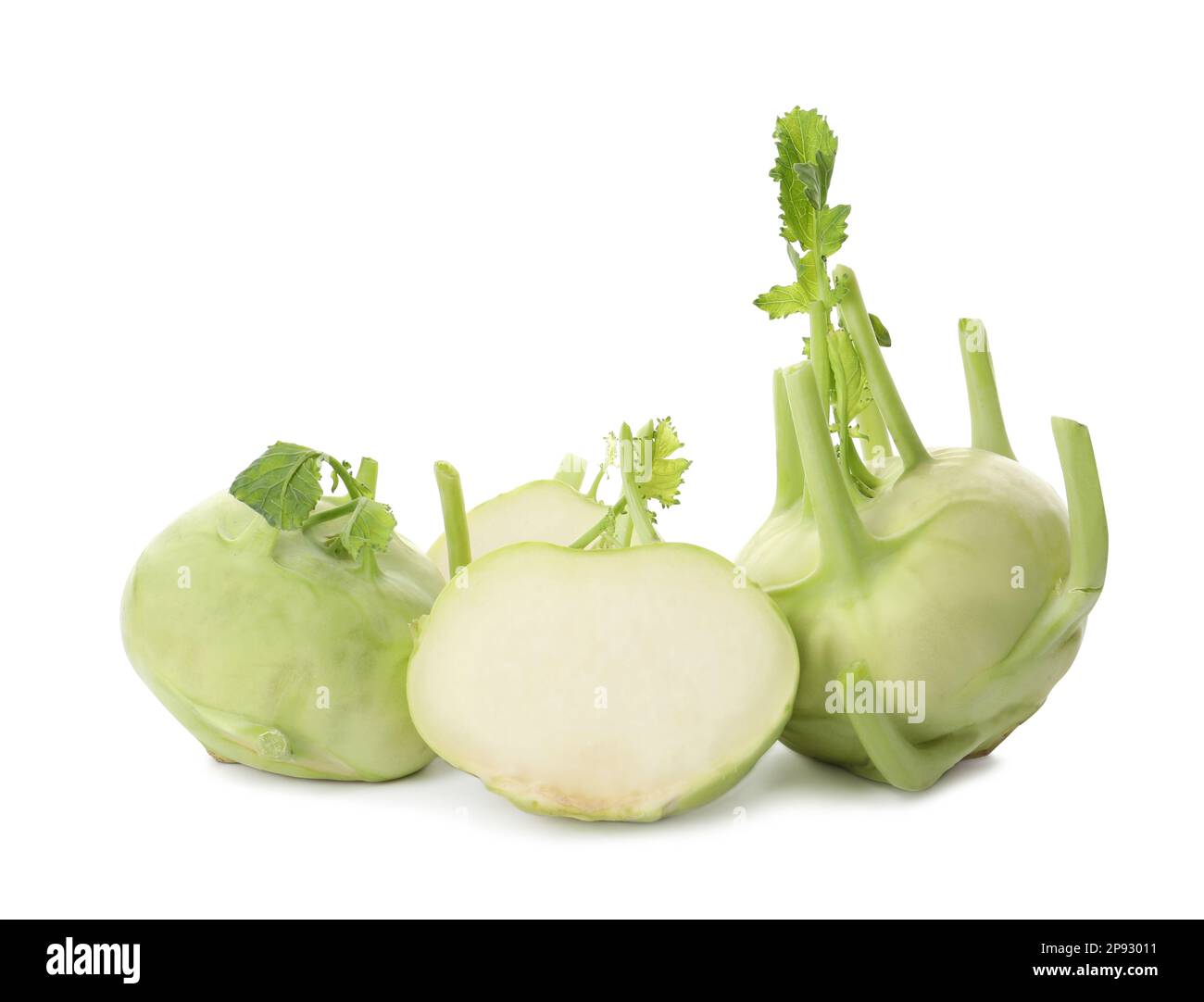 Whole and cut kohlrabi plants on white background Stock Photo - Alamy