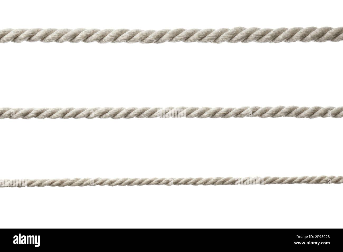 Cotton ropes on white background. Organic material Stock Photo - Alamy