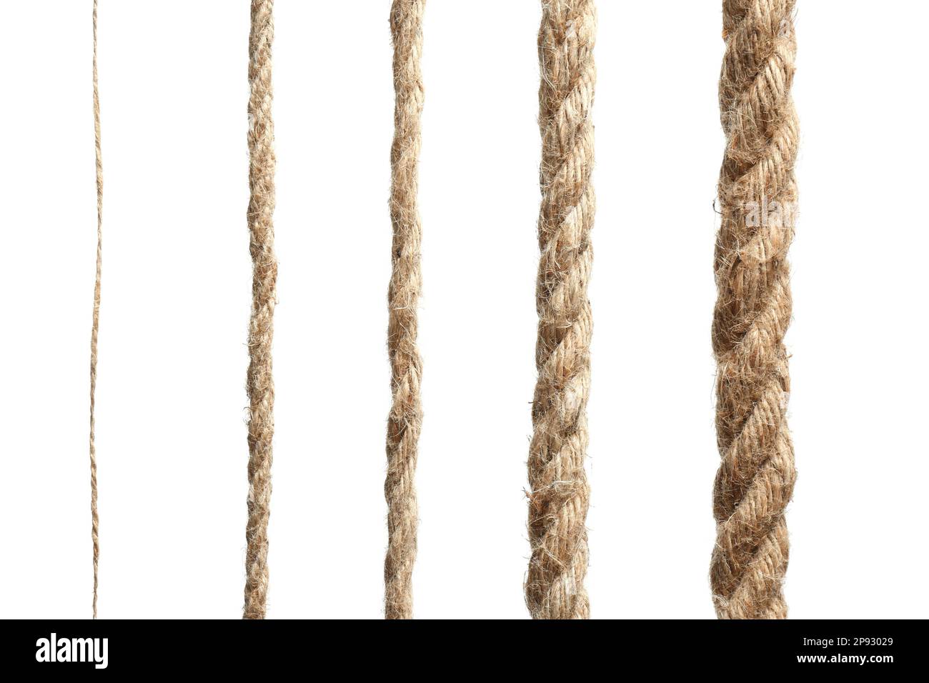 Set of hemp ropes on white background Stock Photo - Alamy
