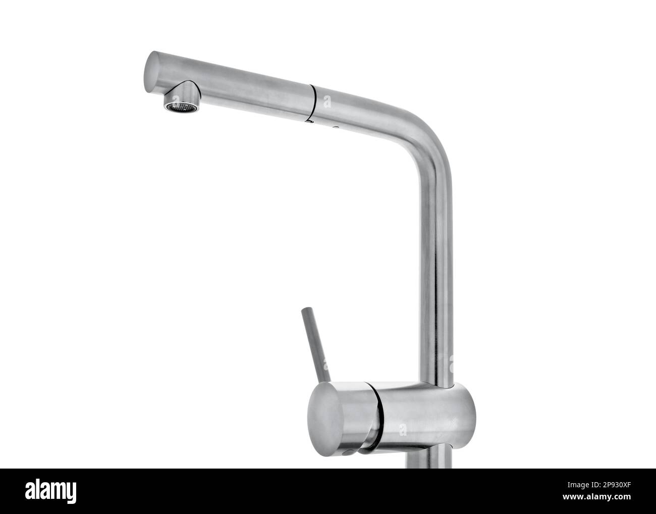 Modern pull out kitchen water tap on white background Stock Photo - Alamy