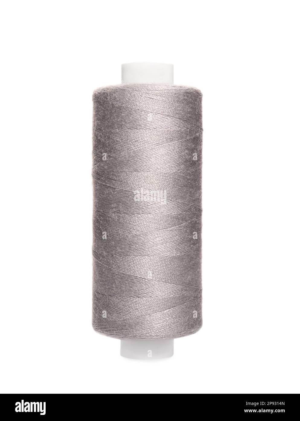 Spool of light grey sewing thread isolated on white Stock Photo - Alamy