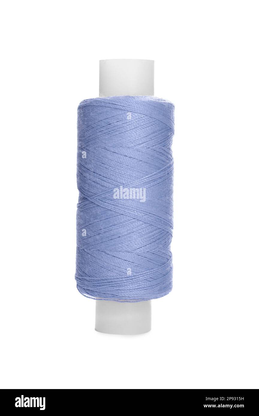Spool of light steel blue sewing thread isolated on white Stock Photo ...