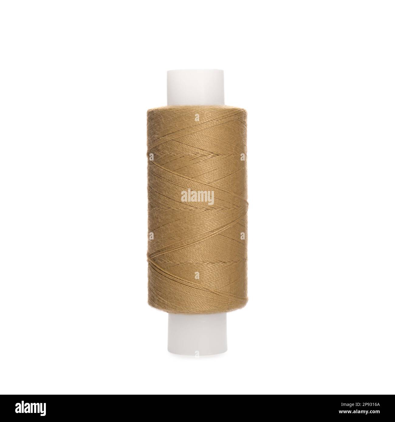 Spool of dark beige sewing thread isolated on white Stock Photo - Alamy