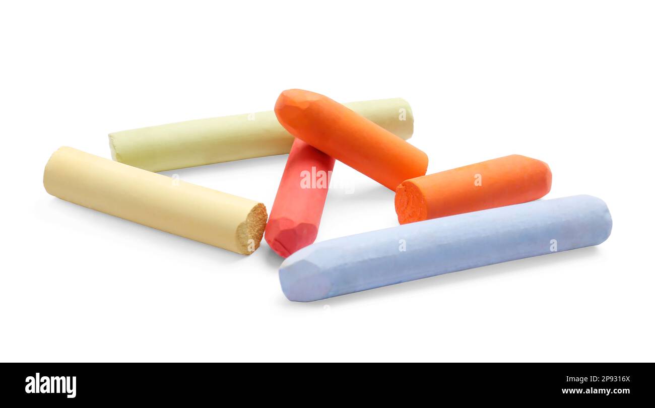 Colorful pastels on white background. Drawing materials Stock Photo - Alamy