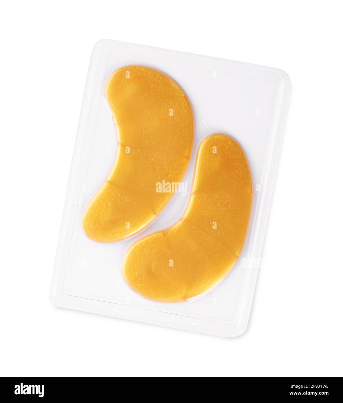 Package with under eye patches isolated on white, top view. Cosmetic ...