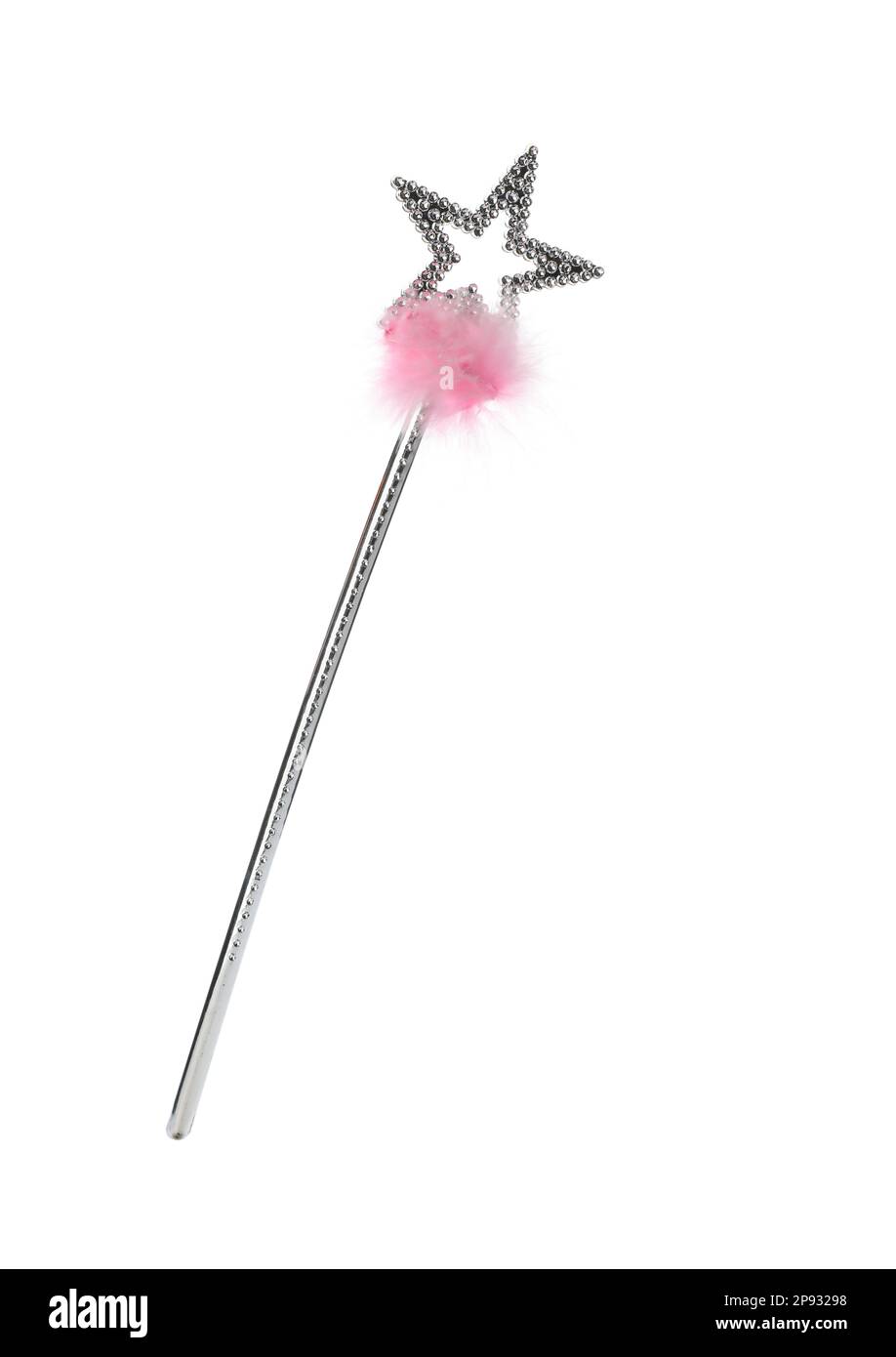 Beautiful silver magic wand with feather isolated on white Stock Photo ...