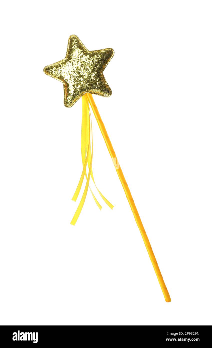 Beautiful golden magic wand isolated on white Stock Photo - Alamy