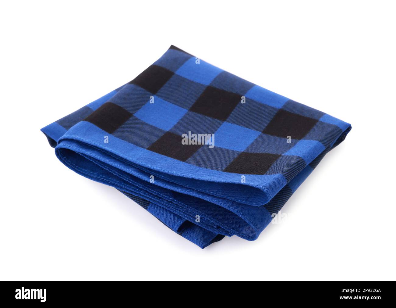 Folded blue bandana with check pattern isolated on white Stock Photo ...