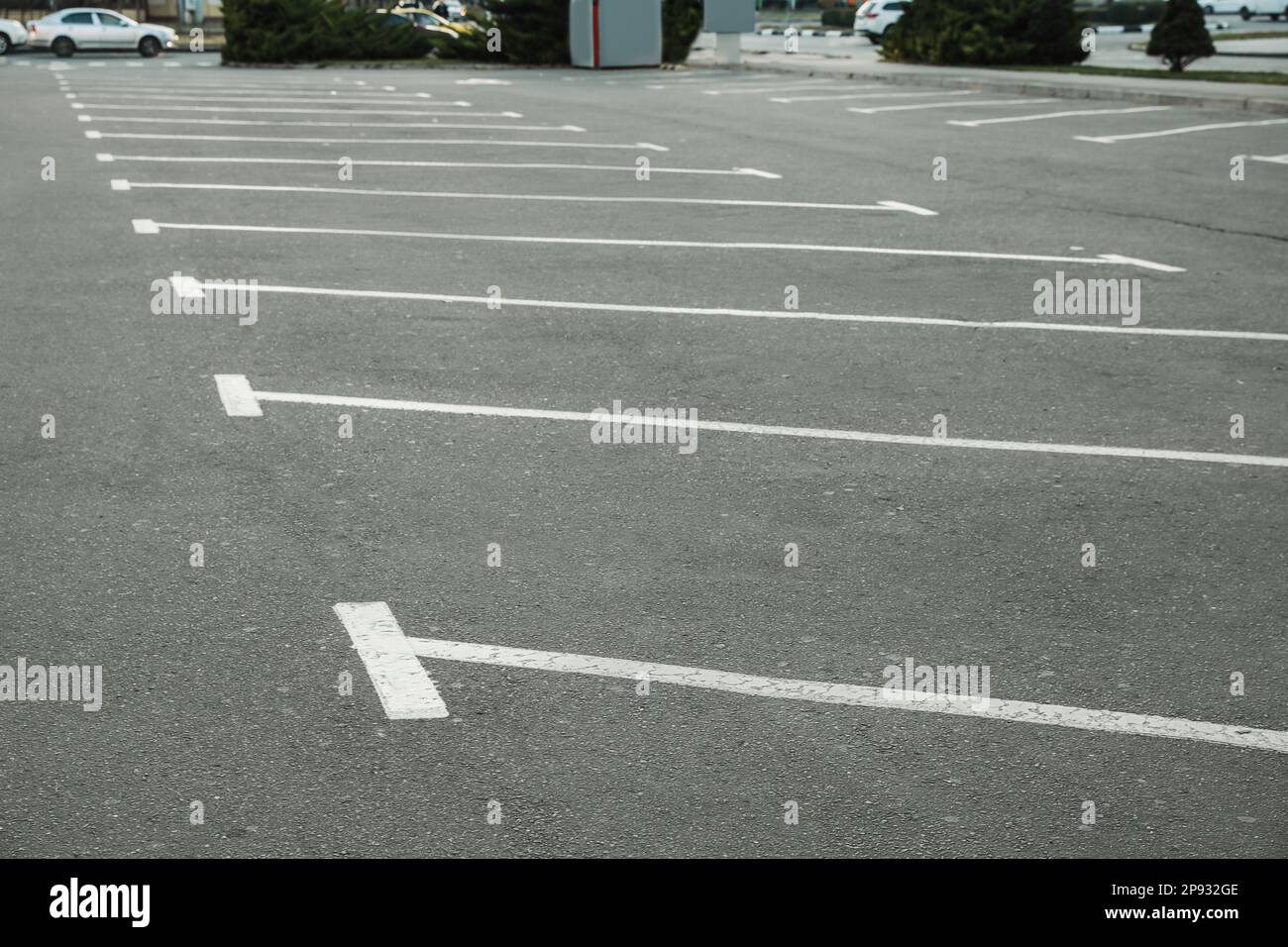 Car parking lots with white marking lines outdoors Stock Photo - Alamy