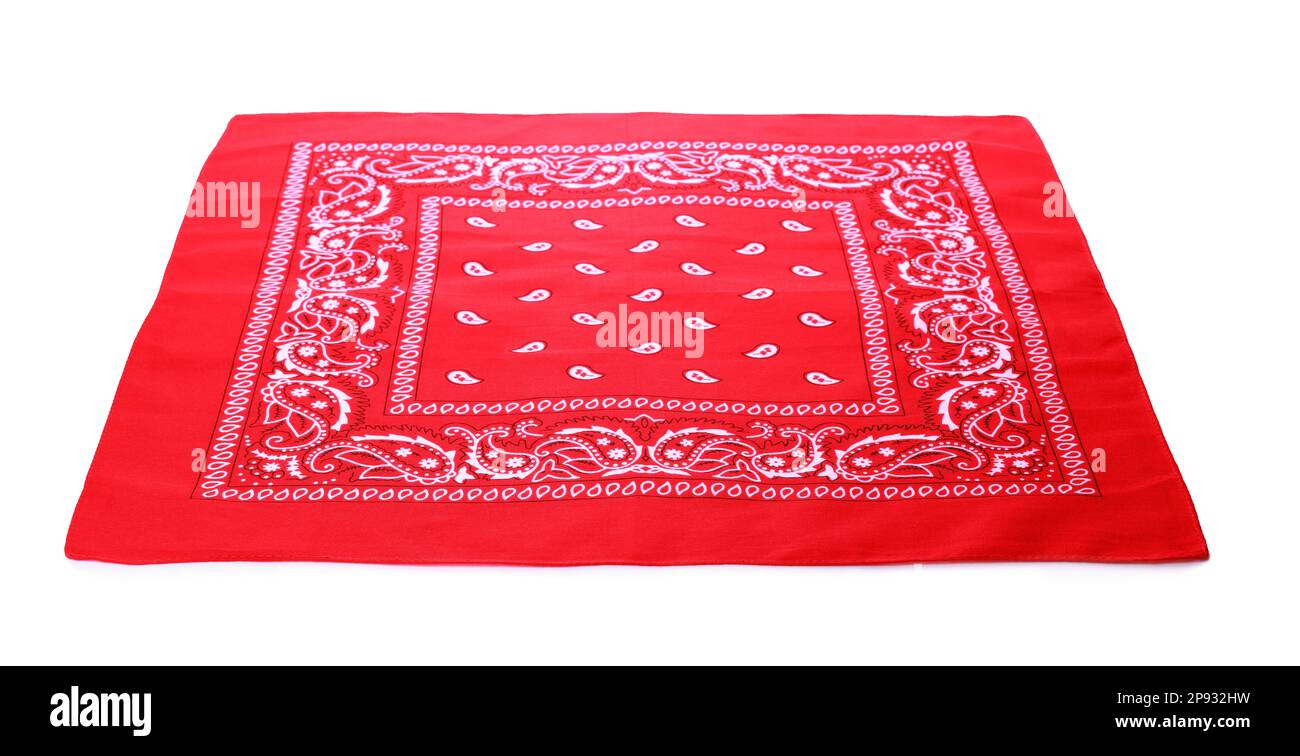 Red bandana with paisley pattern isolated on white Stock Photo - Alamy