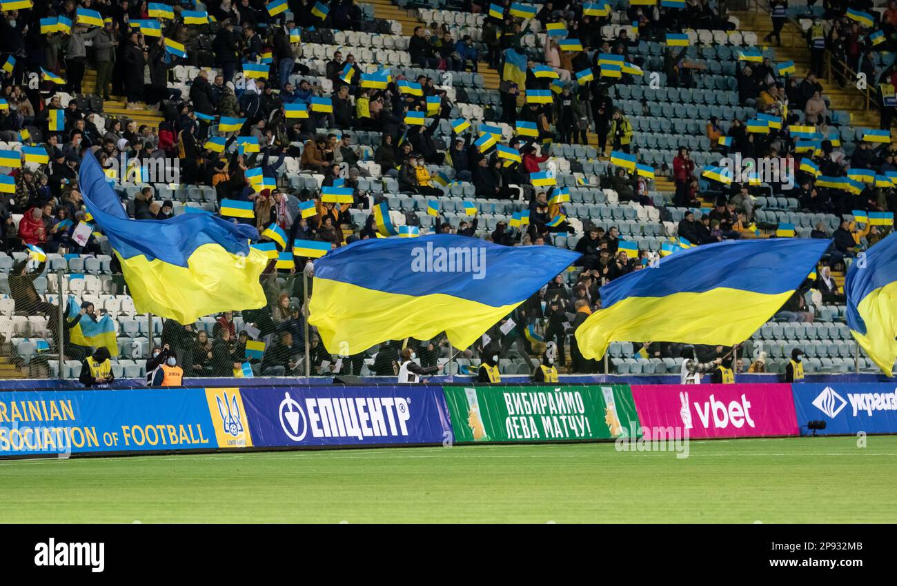 Odessa, Ukraine - Nov. 2021: Ukrainian football fans in stands of ...