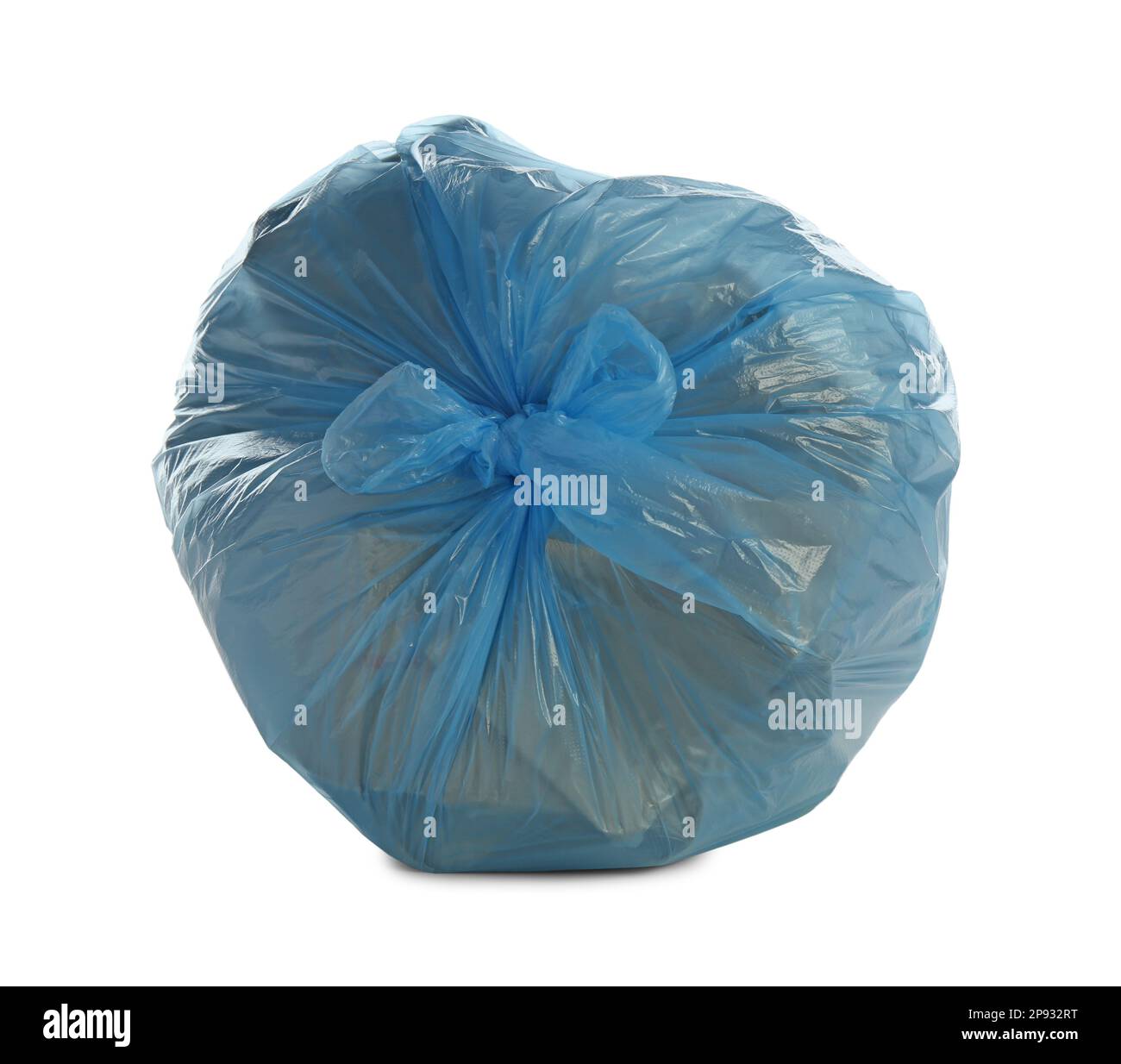 Blue trash bag filled with garbage isolated on white Stock Photo - Alamy