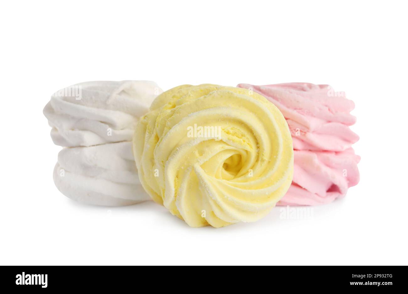 Many different delicious zephyrs on white background Stock Photo - Alamy