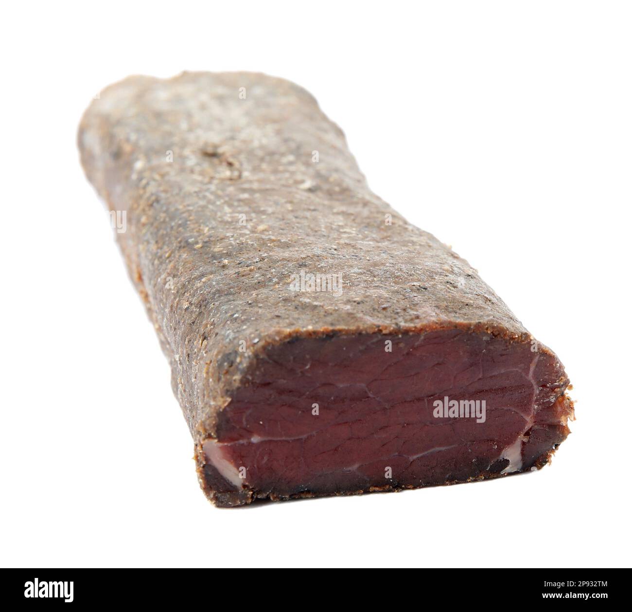 Delicious dry-cured beef basturma isolated on white Stock Photo - Alamy