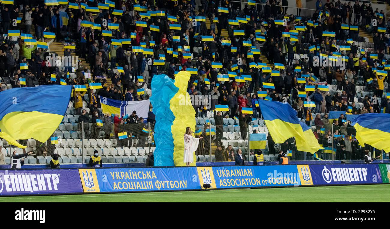 Odessa, Ukraine - Nov. 2021: Ukrainian football fans in stands of ...