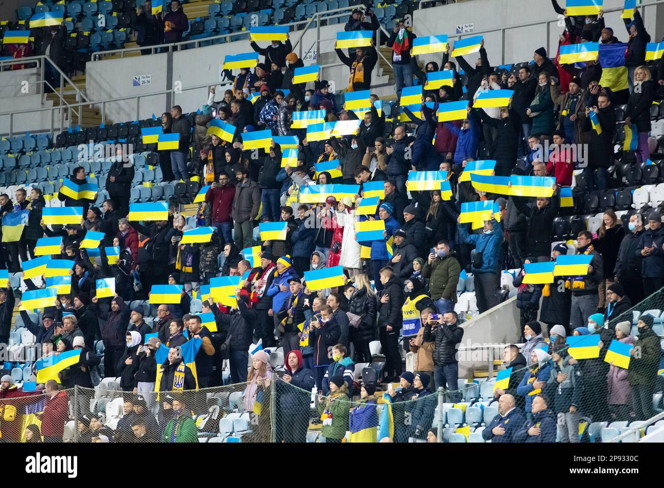 Odessa, Ukraine - Nov. 2021: Ukrainian football fans in stands of ...
