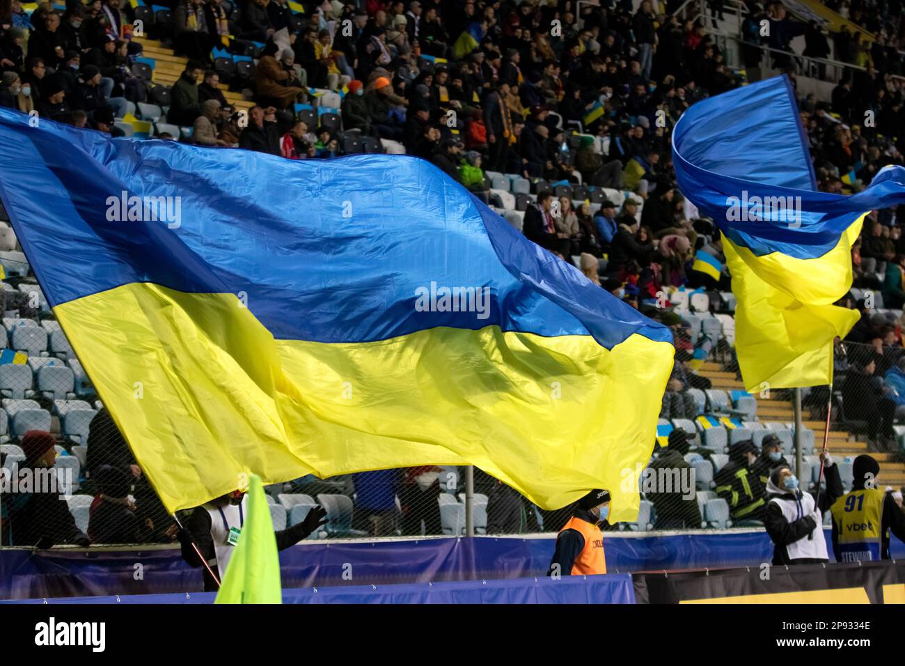 Odessa, Ukraine - Nov. 2021: Ukrainian football fans in stands of ...