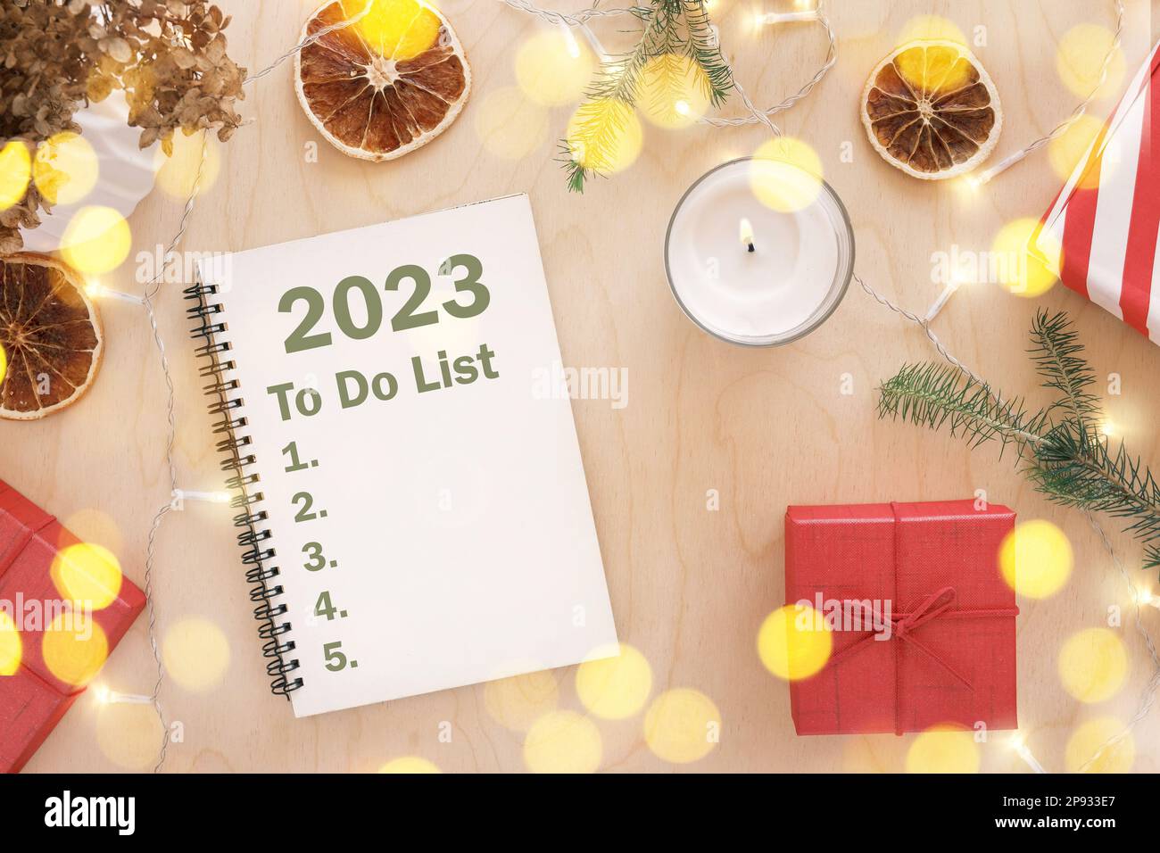 New Year Aims. 2023 To Do List writing. Writing in Empty Notebook at ...