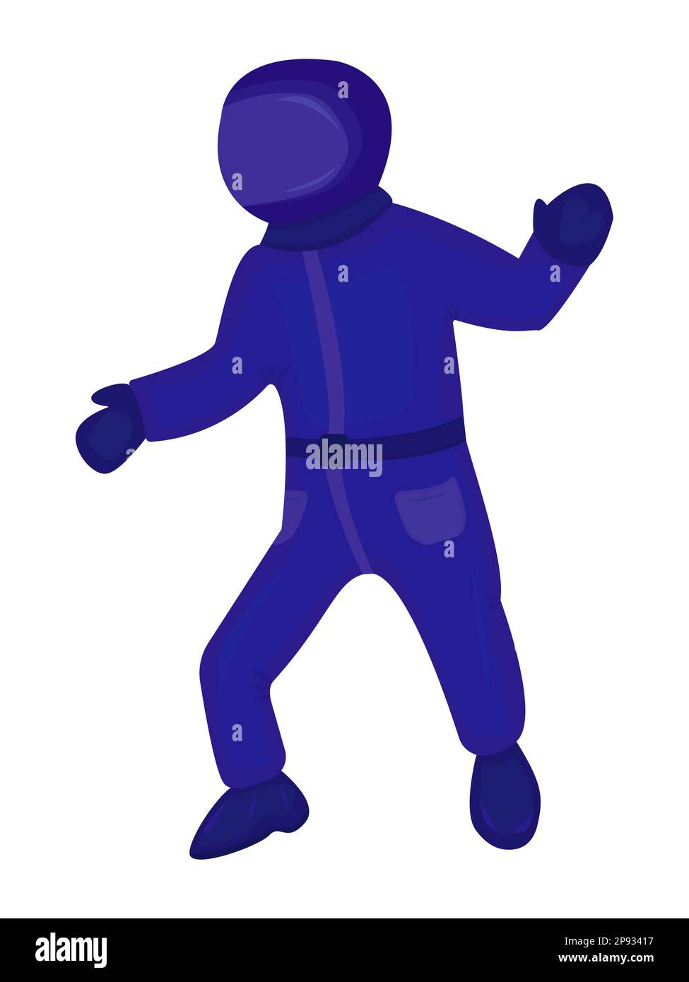 Walking astronaut in a blue space suit, monochrome illustration Stock ...