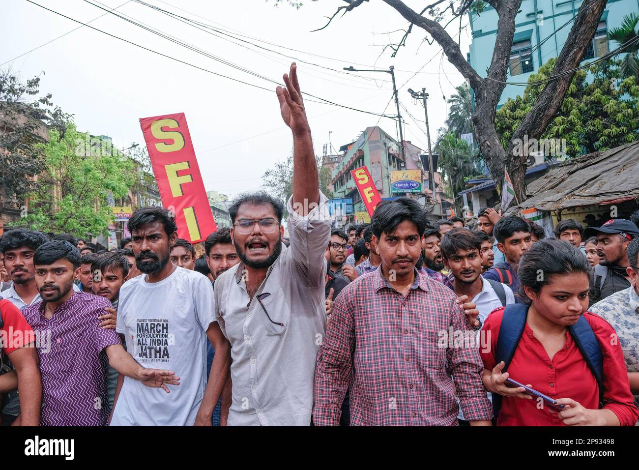 Kolkata, India. 10th Mar, 2023. Activists of the Students' Federation ...