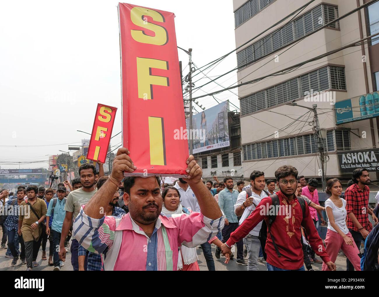 Kolkata, India. 10th Mar, 2023. Activists of the Students' Federation ...
