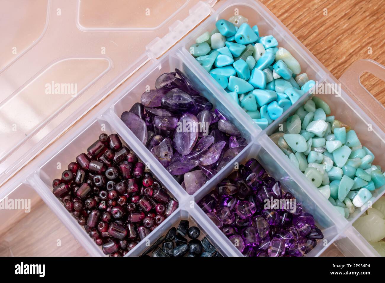 Colorful beads in containers close up, handicrafts, macrophoto Stock ...