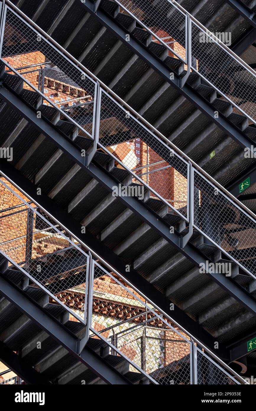 Emergency exterior stairs on the facade of a modern building Stock ...