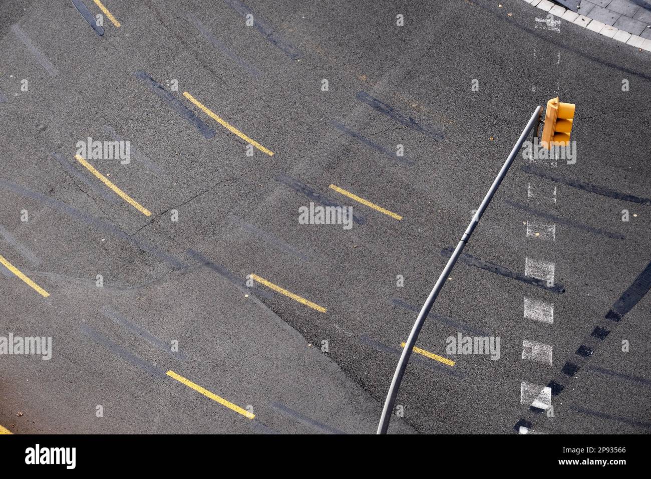 Elevated view of traffic signs painted on an avenue Stock Photo - Alamy