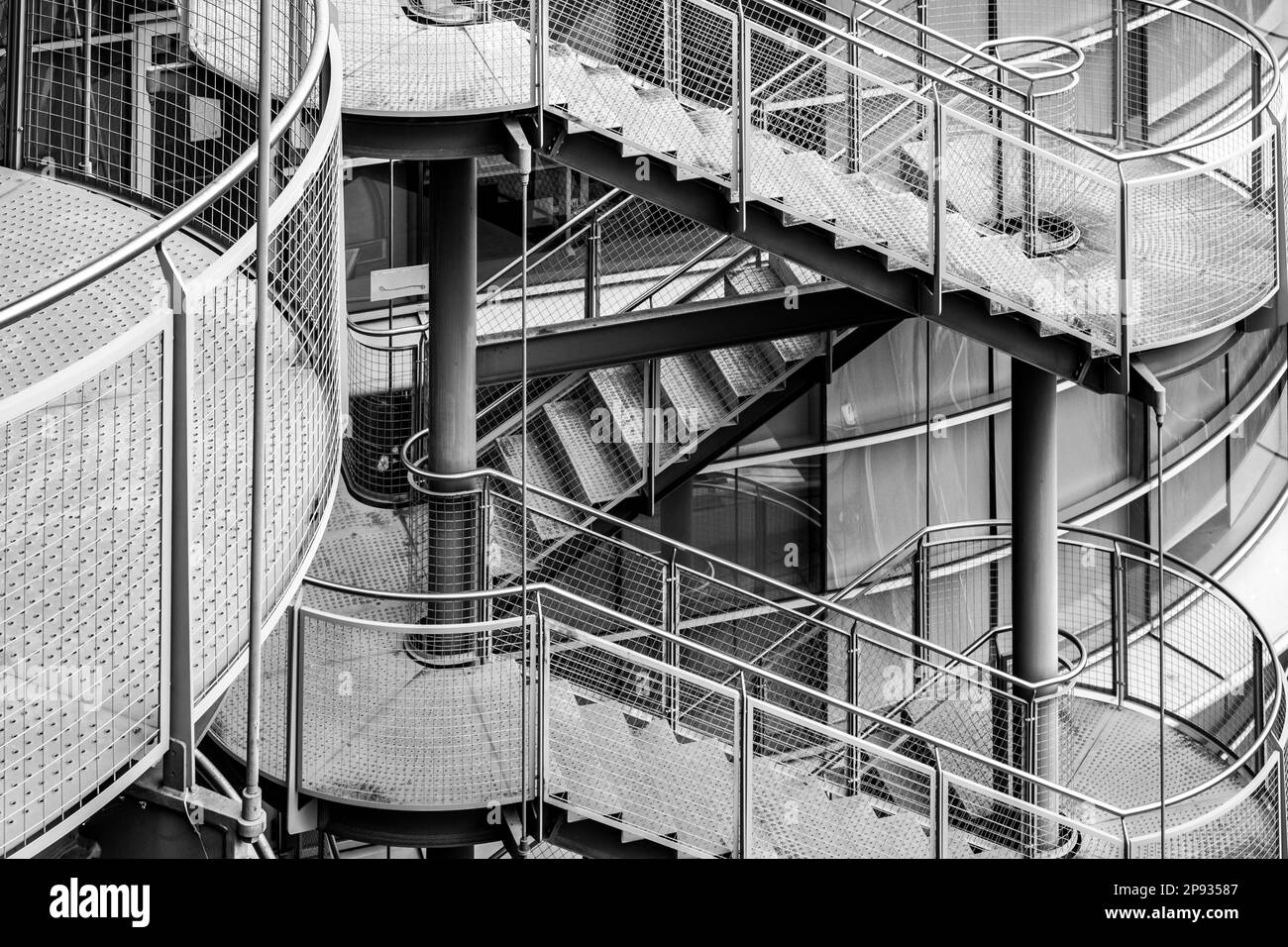 Emergency exterior stairs on the facade of a modern building Stock ...