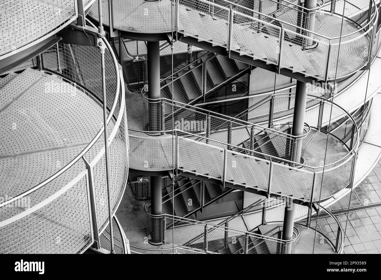 Emergency exterior stairs on the facade of a modern building Stock ...