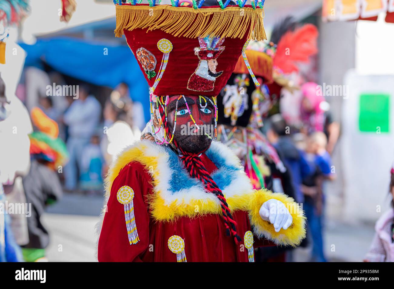 Mexico, State of Mexico-29-01-2023: Traditional dance of the Chinelos ...