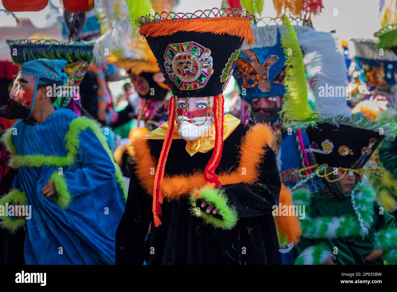 Mexico, State of Mexico-29-01-2023: Traditional dance of the Chinelos ...