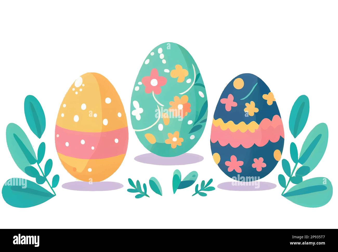 vector illustration of aester colorful eggs isolation on white ...