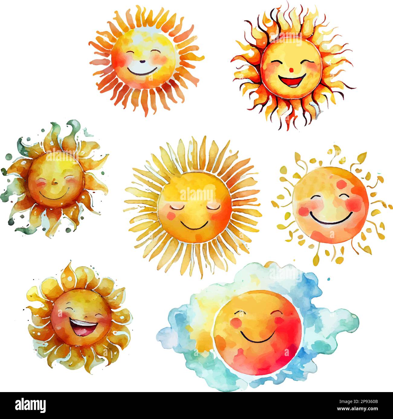 Sun watercolor drawing on paper hi-res stock photography and images - Alamy