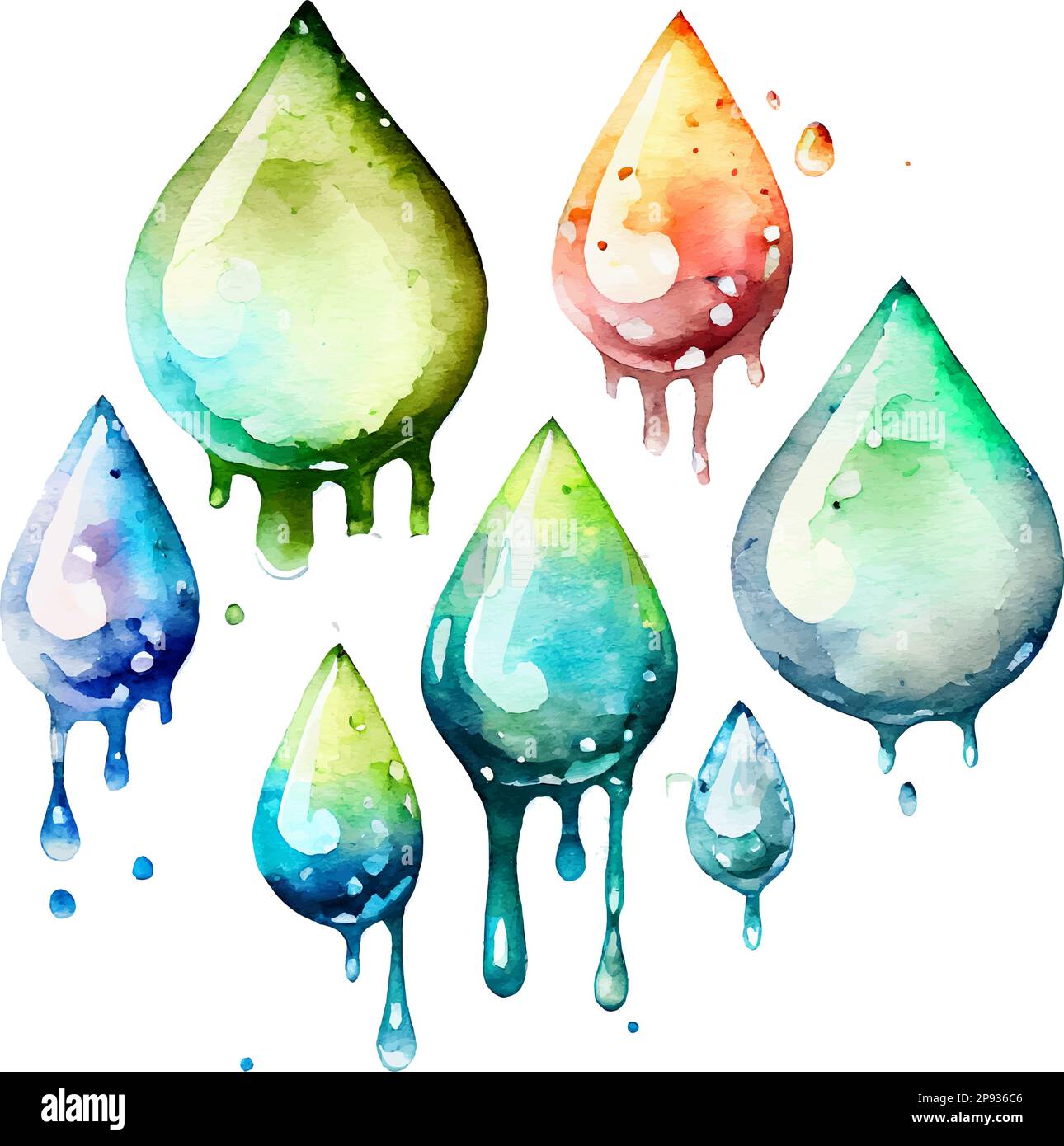 set vector illustration of water drop spring rain on white background ...