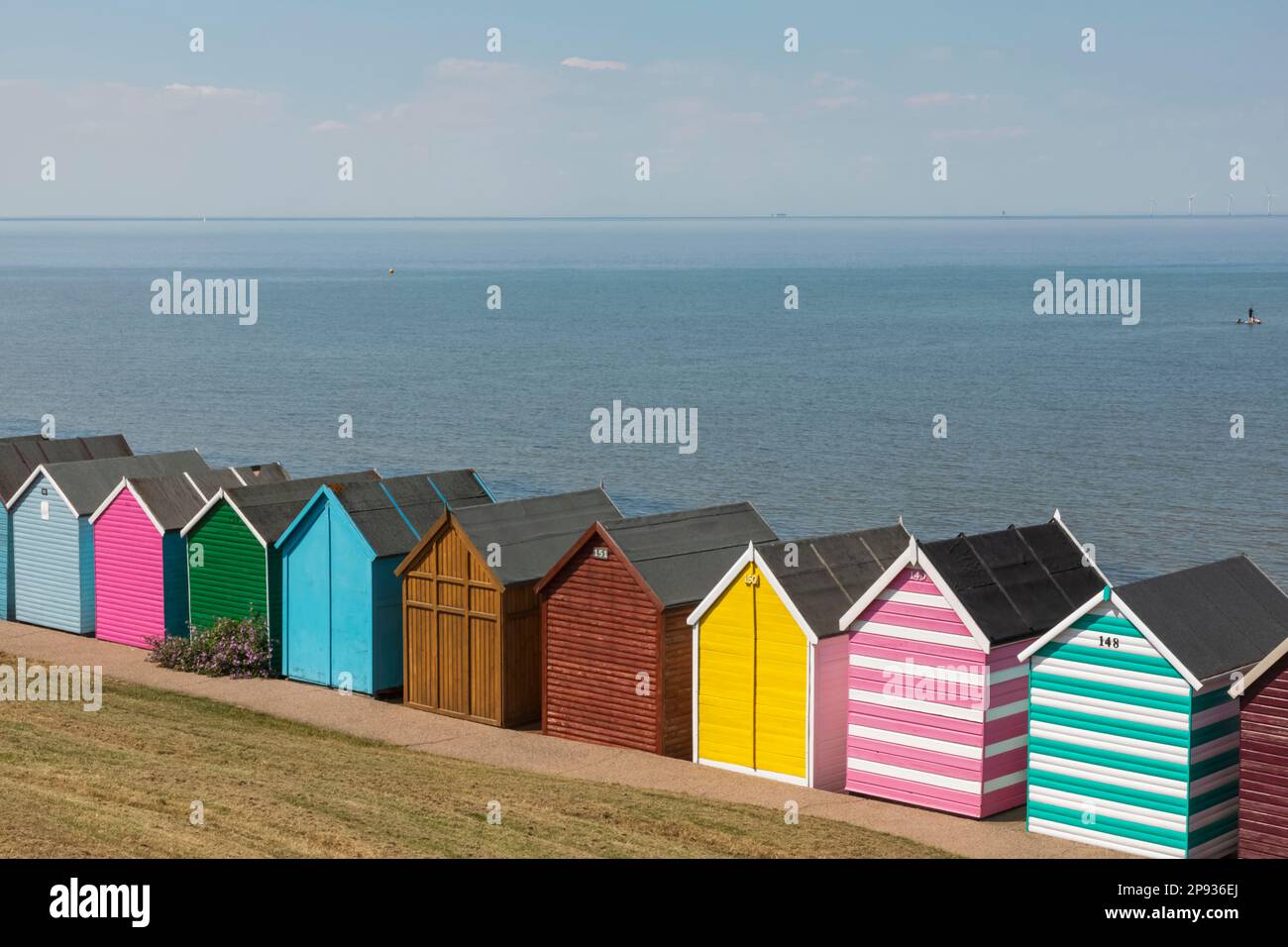 England, Kent, Herne Bay, Colourful Beach Huts Stock Photo - Alamy
