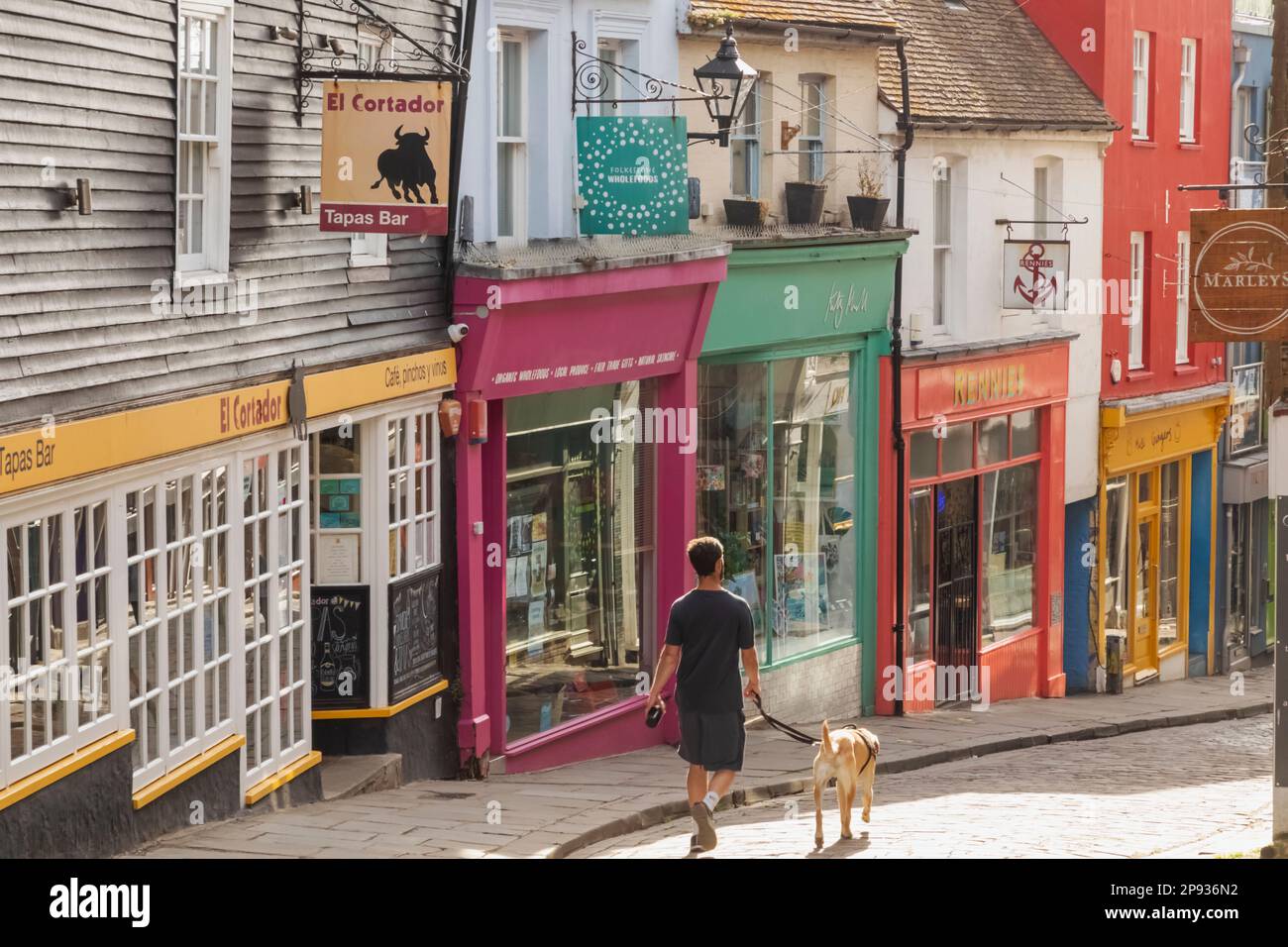 England, Kent, Folkestone, The Creative Quarter, Colourful Shops and ...