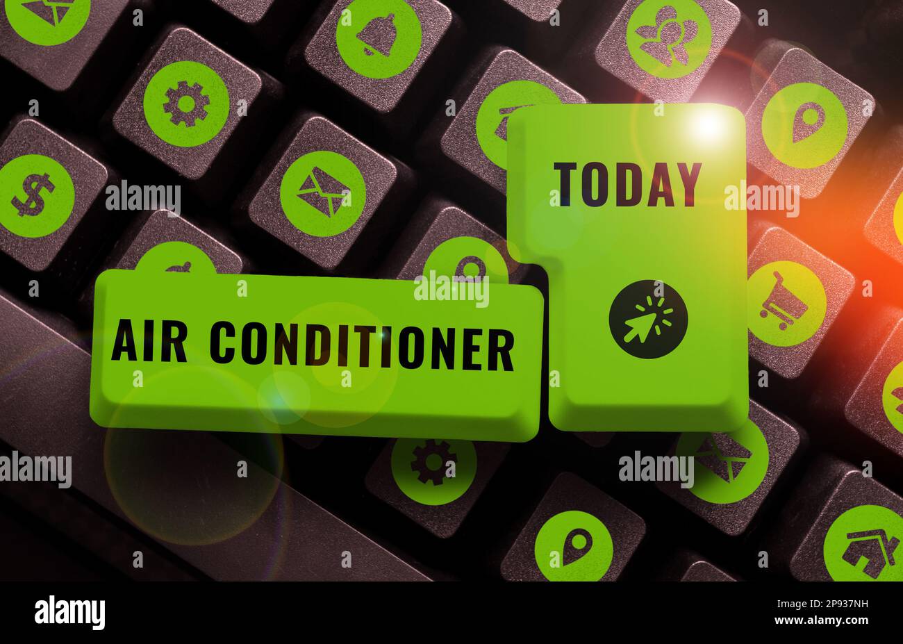 Hand writing sign Air Conditioner. Business showcase apparatus for ...