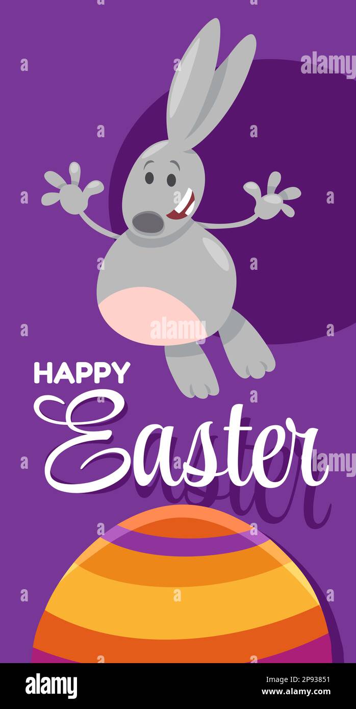 Cartoon illustration of happy Easter Bunny character with painted ...