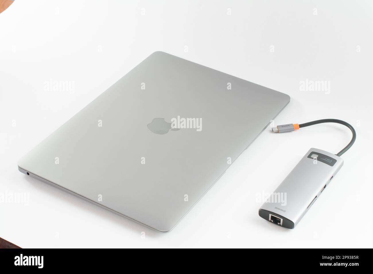 Ivano-Frankivsk, Ukraine, January 28, 2023: Apple MacBook with eight-in ...