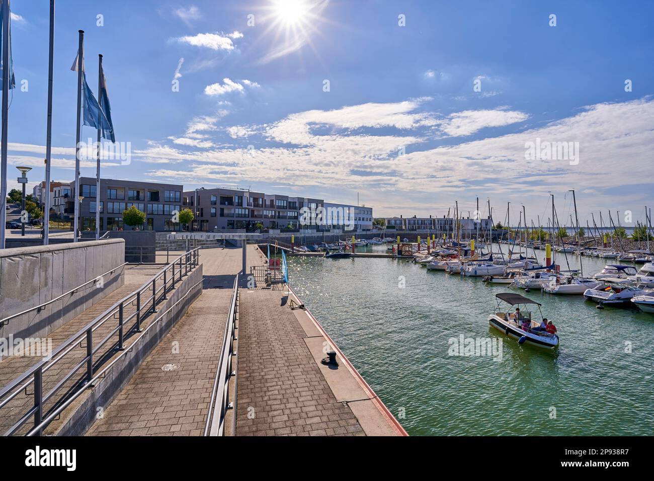Marina at Lake Zwenkau, the largest lake in the Leipziger Neuseenland ...