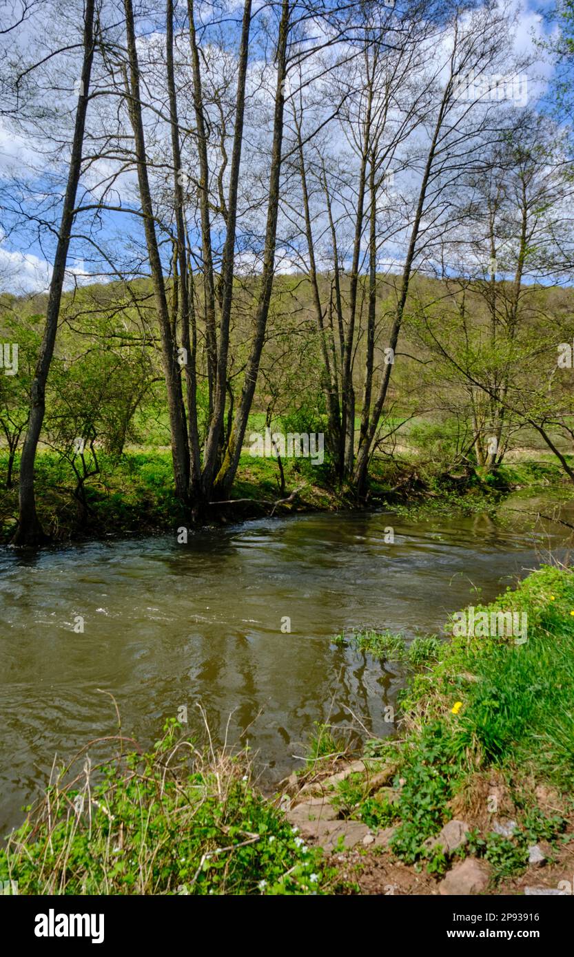 Landscape in Sinntal valley between Burgsinn and Rieneck, Main-Spessart ...