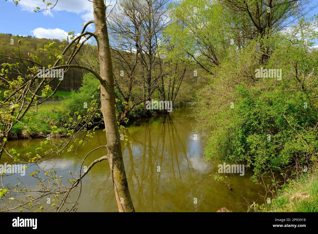 Landscape in Sinntal valley between Burgsinn and Rieneck, Main-Spessart ...